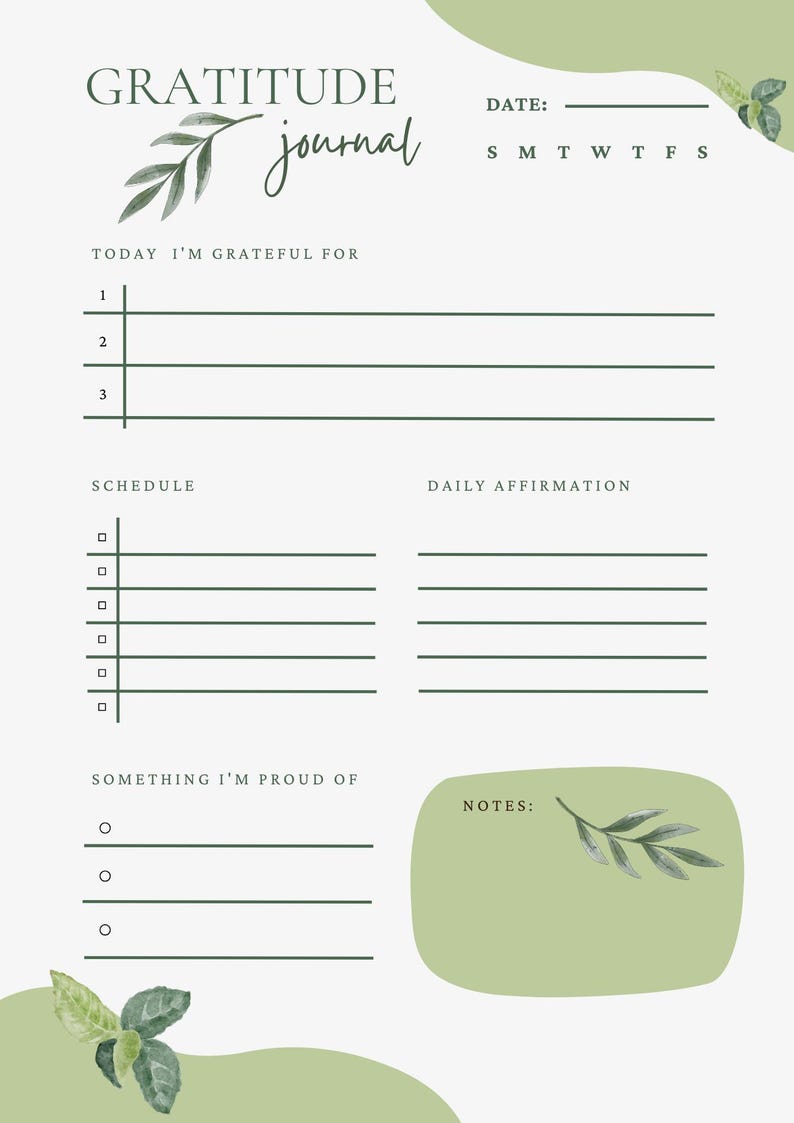 Gratitude Journal Template - Etsy