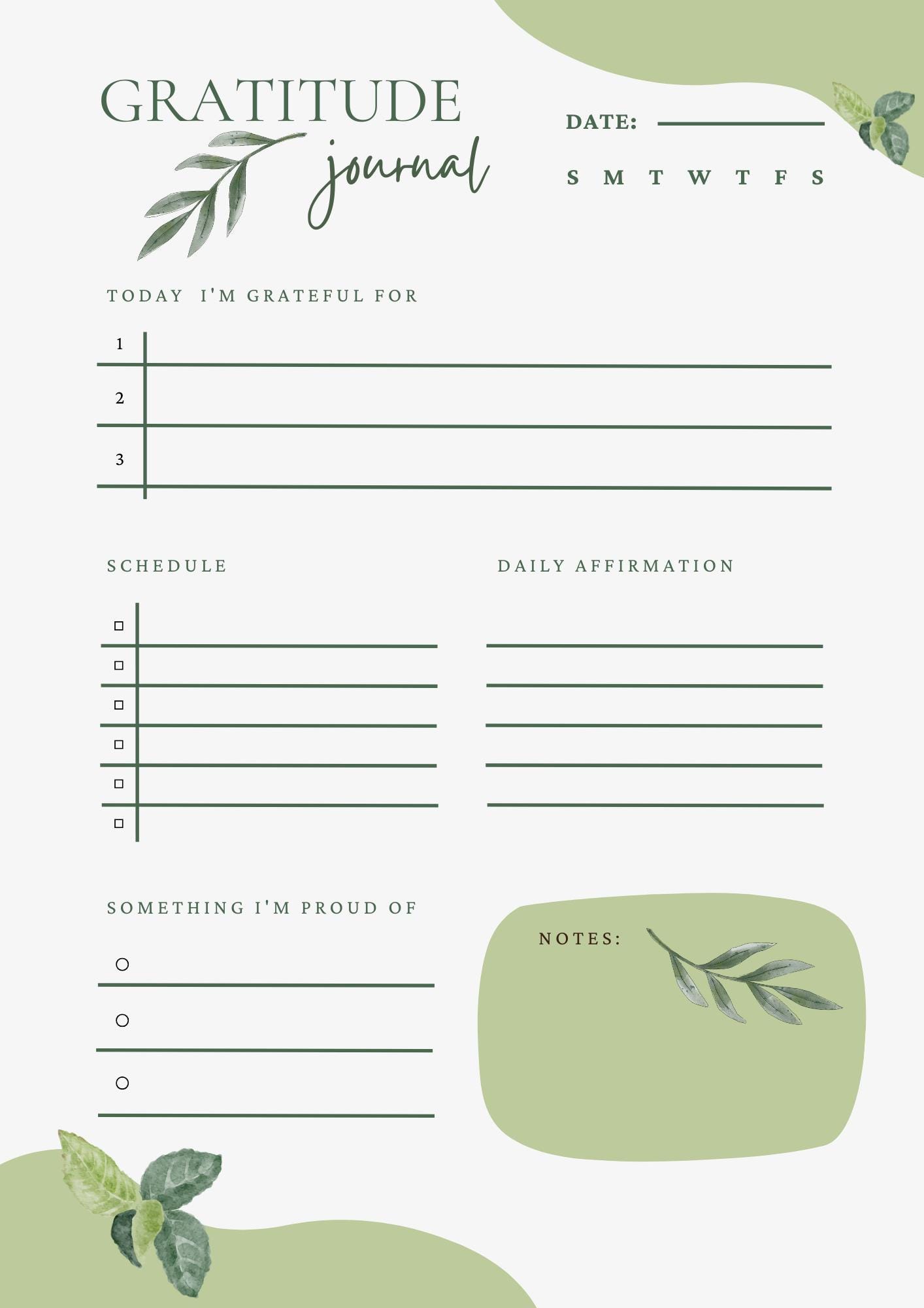 Gratitude Journal Template - Etsy