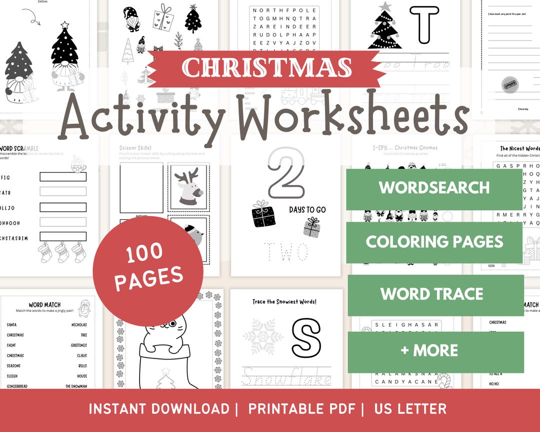 Christmas Activity Sheets for Toddlers Preschool Kids Printable ...