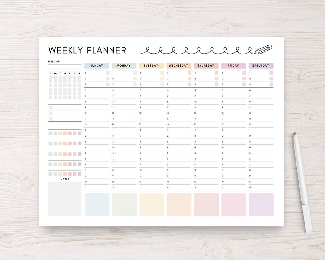 Editable Weekly Schedule Planner Undated Daily Hourly Planner Printable ...