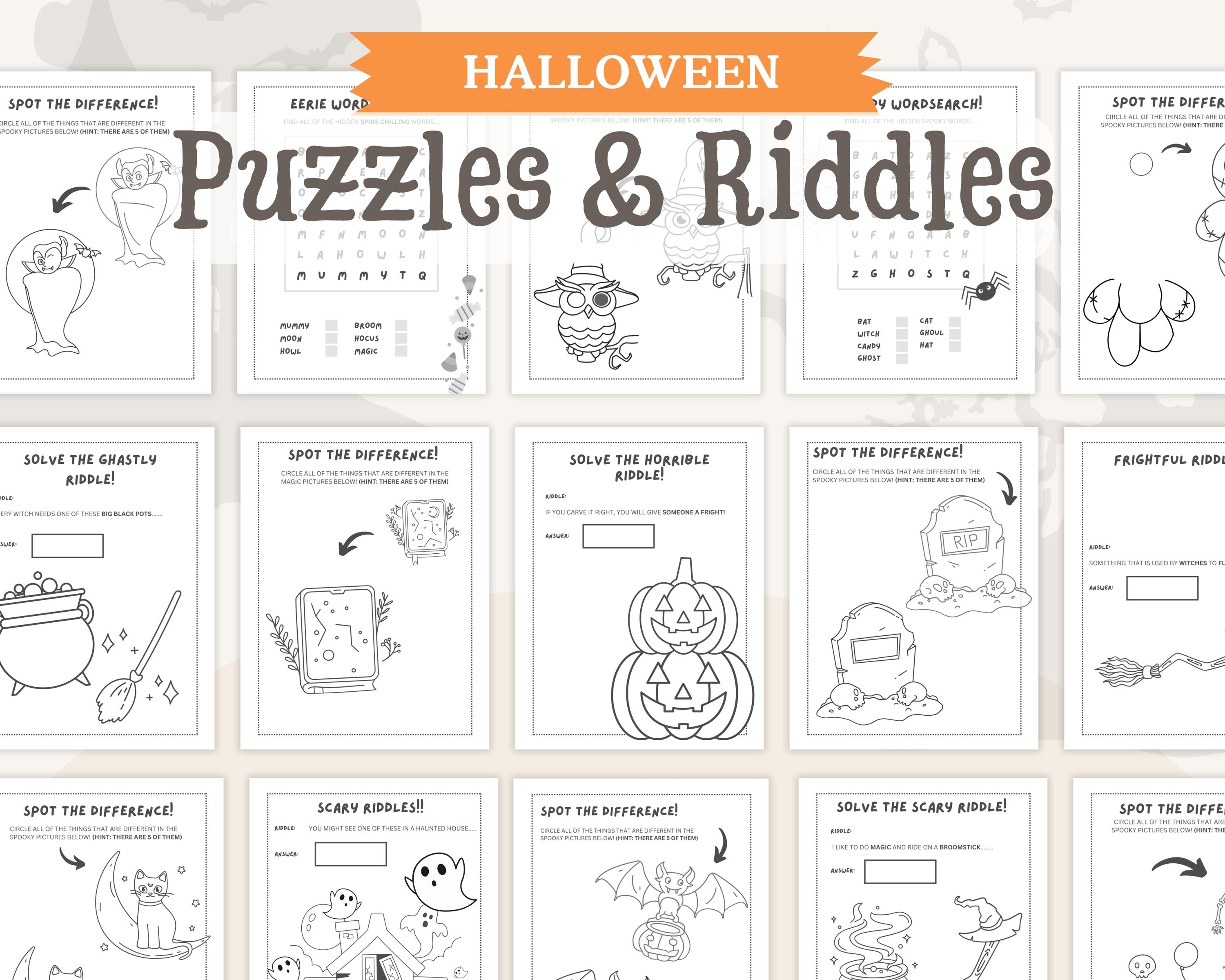 Halloween Printable Activity Sheets Bundle Coloring Party Game Pages ...