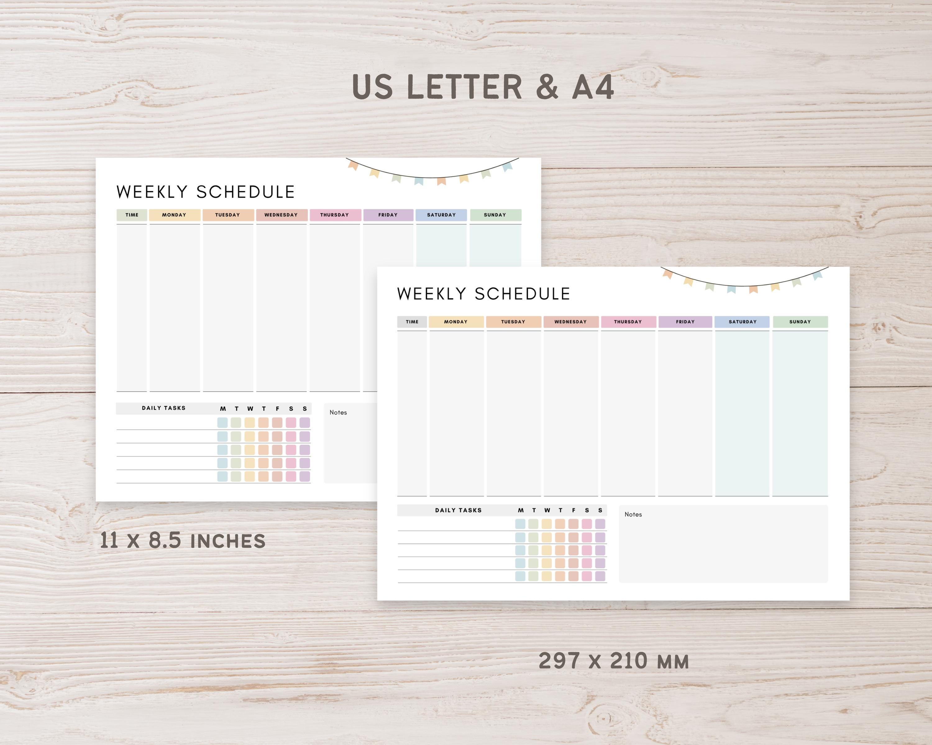 Editable Weekly Schedule Printable Kids Weekly Planner Fillable School ...