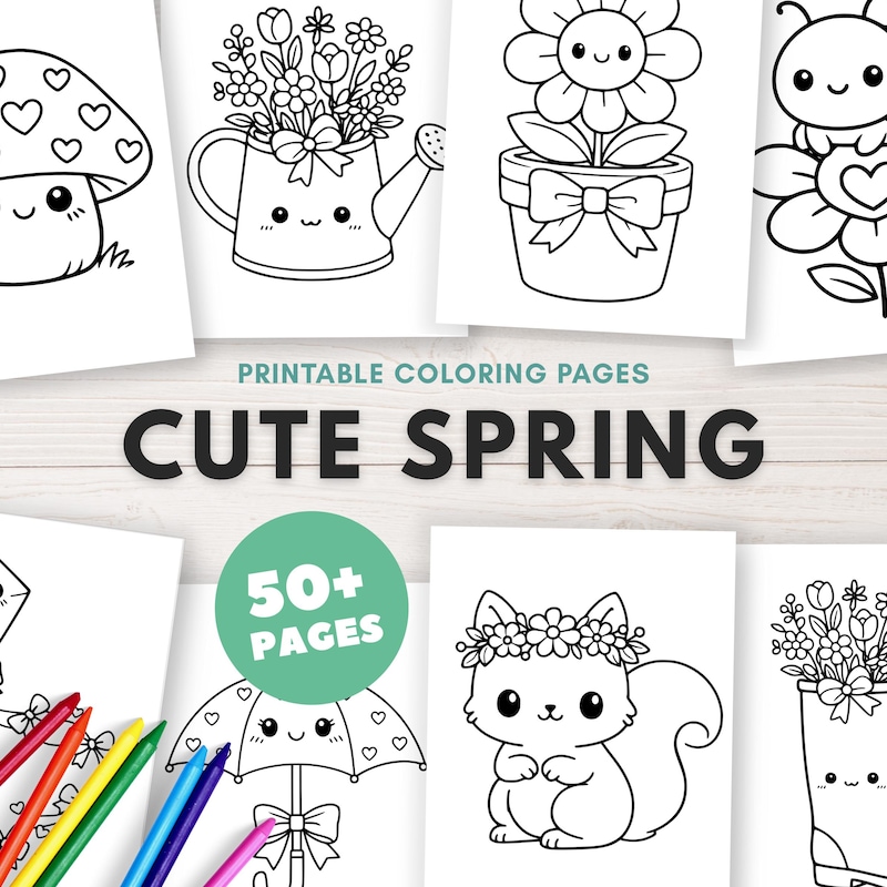 Girls Spring Coloring - Etsy