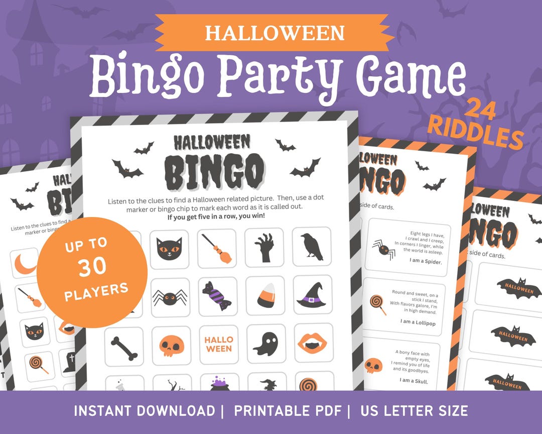 Halloween Bingo Party Game, Printable Riddles (US Letter) - Etsy Canada
