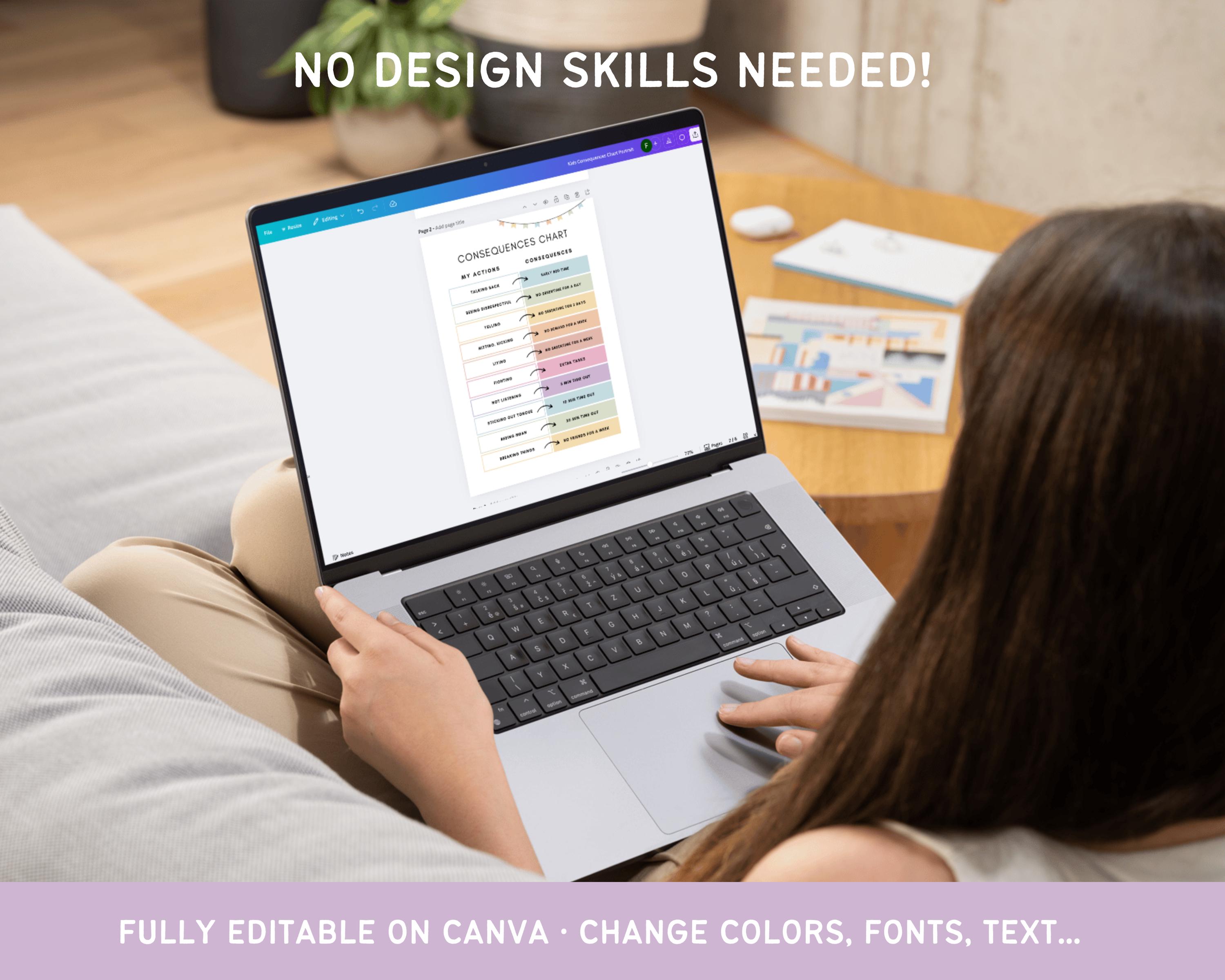 Consequence Chart Printable, Kids Behavior Management Canva Template ...