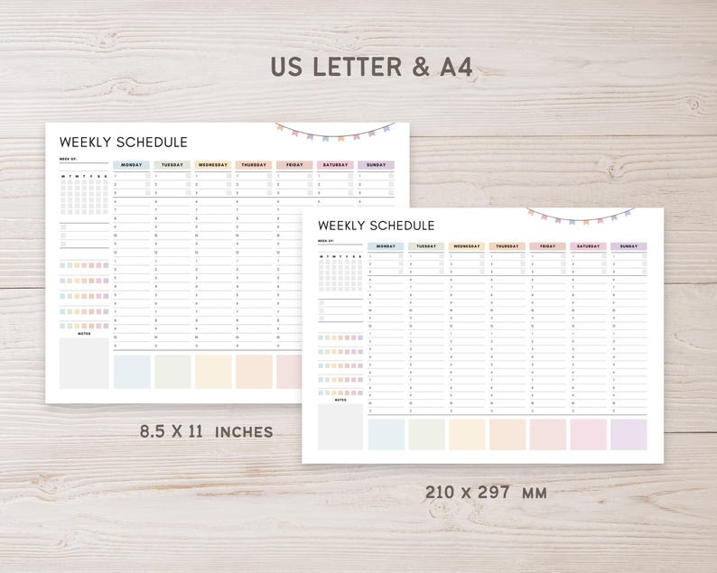 Editable Weekly Schedule Planner Undated Daily Hourly Planner Printable ...