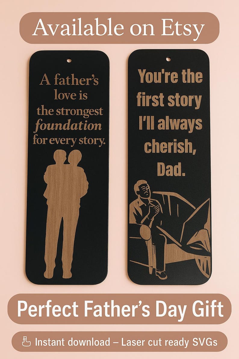Fathers Day Digital Bookmarks SVG Bundle Dad Appreciation Laser Cut ...