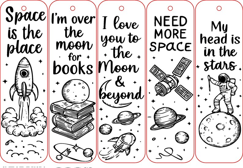 Space Bookmark SVG Bundle: Laser Cut Astronaut Rocket Designs Kids ...