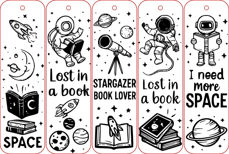 Space Bookmark SVG Bundle: Laser Cut Astronaut Rocket Designs Kids ...