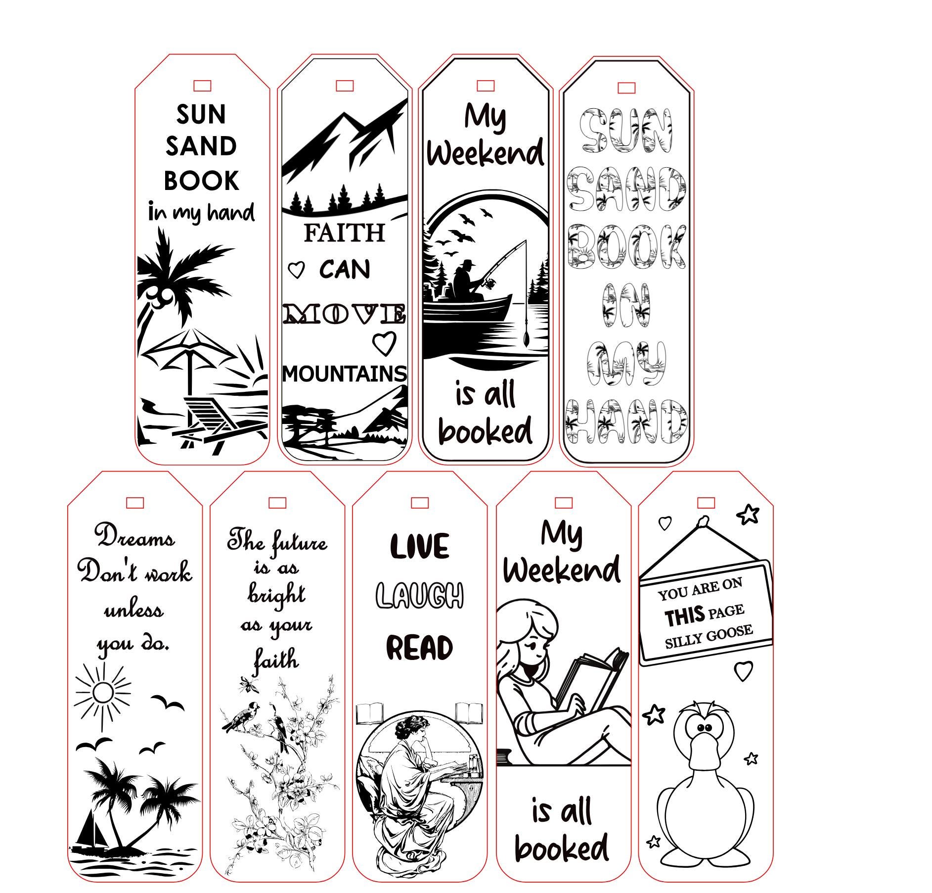 Laser Cut Bookmark SVG Bundle: 9 Engraving Designs (digital Download ...