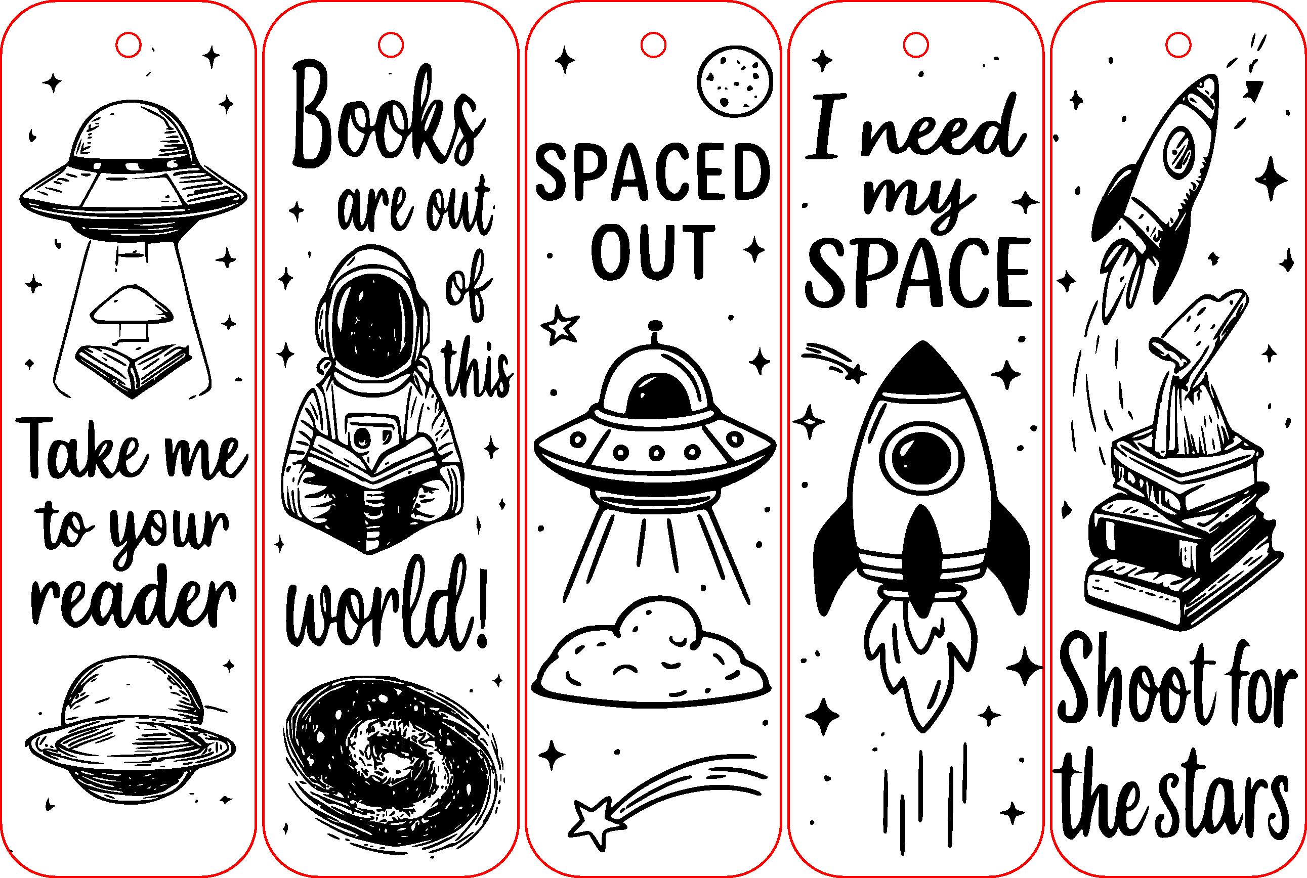Space Bookmark SVG Bundle: Laser Cut Astronaut Rocket Designs Kids ...