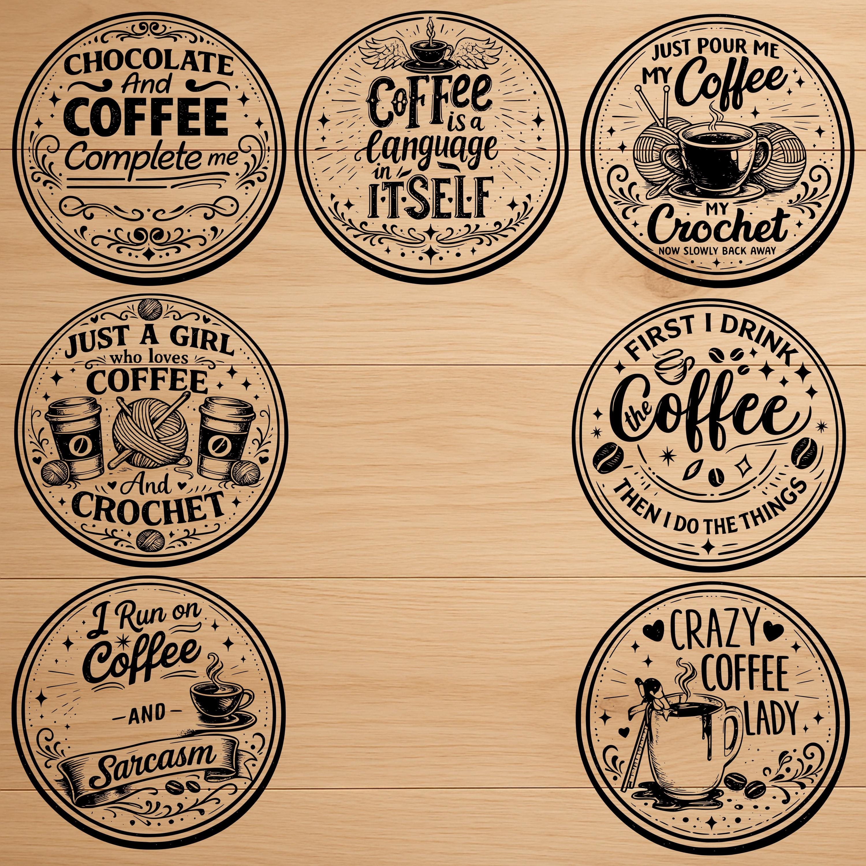 Coffee Coaster SVG Bundle: Laser Engraving Files for Wood Coasters (svg ...