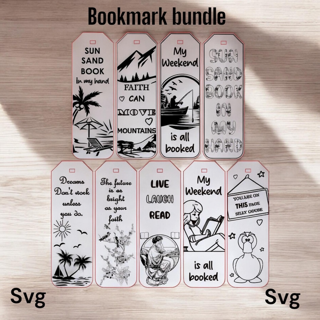 Laser Cut Bookmark SVG Bundle: 9 Engraving Designs (digital Download ...