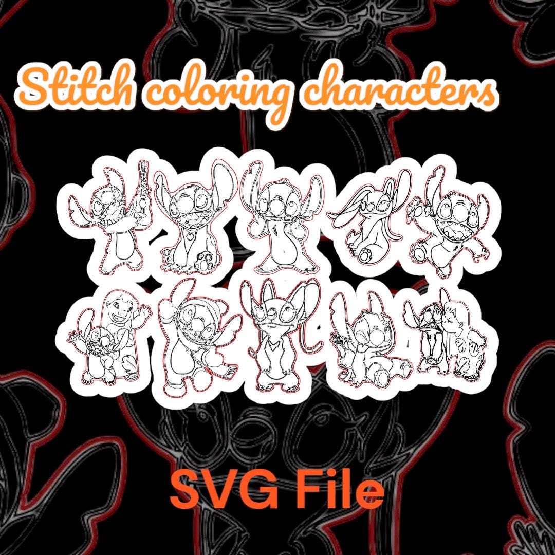 Stitch Coloring Characters , Lilo and Stitch , Svg File , Laser Files ...
