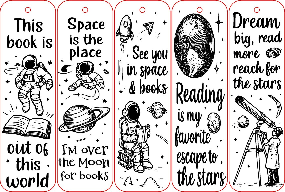 Space Bookmark SVG Bundle: Laser Cut Astronaut Rocket Designs Kids ...