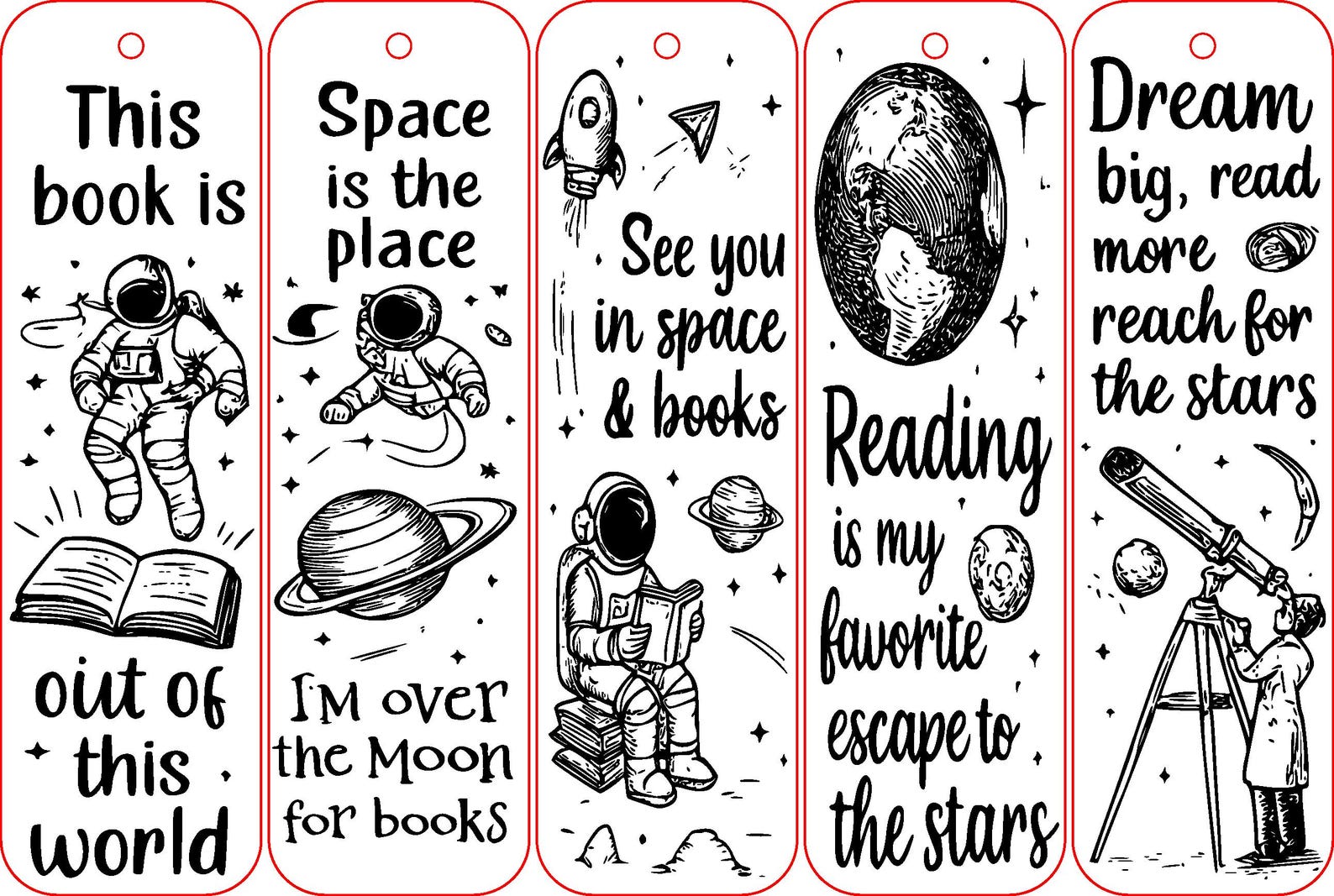 Space Bookmark SVG Bundle: Laser Cut Astronaut Rocket Designs Kids ...