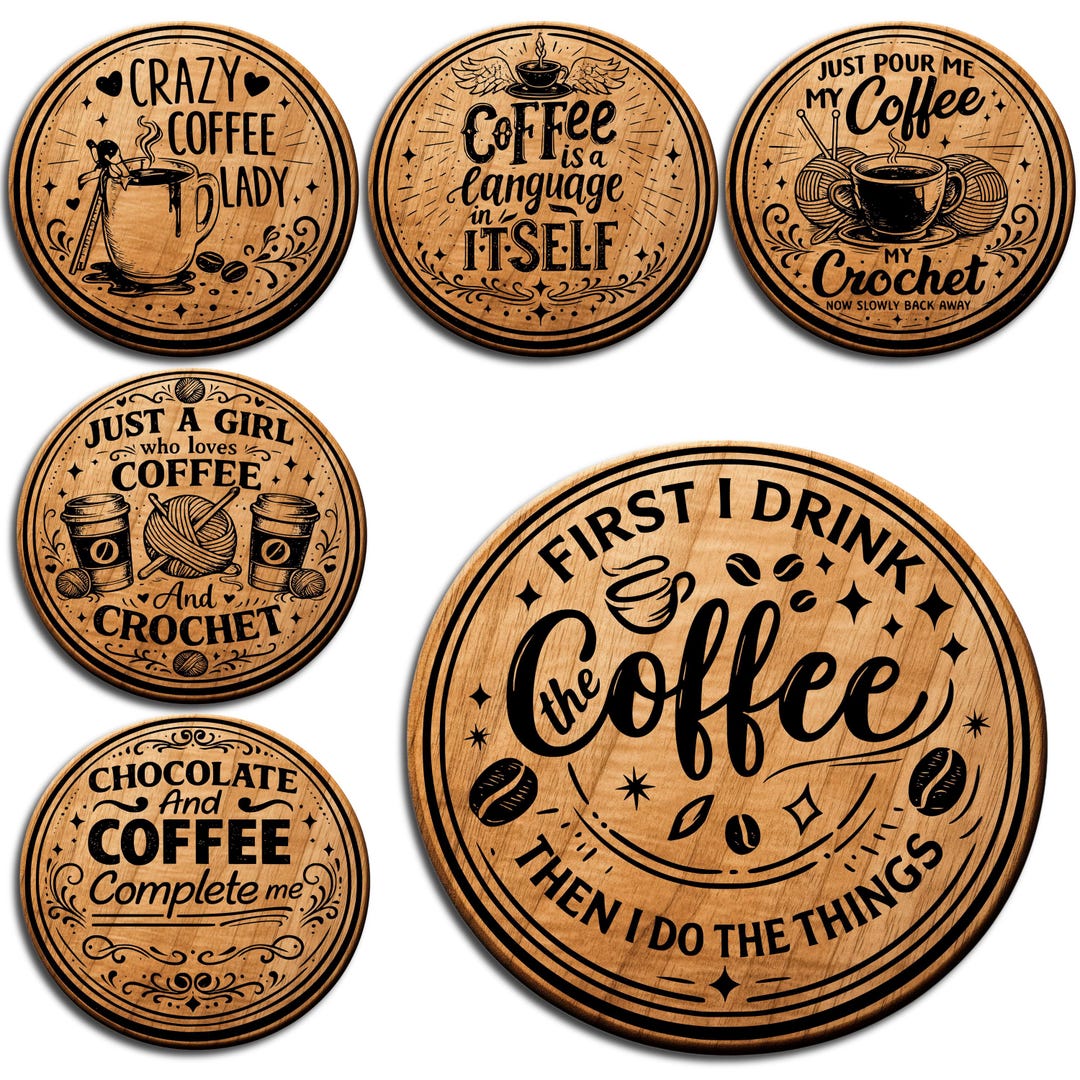 Coffee Coaster SVG Bundle: Laser Engraving Files for Wood Coasters (svg ...