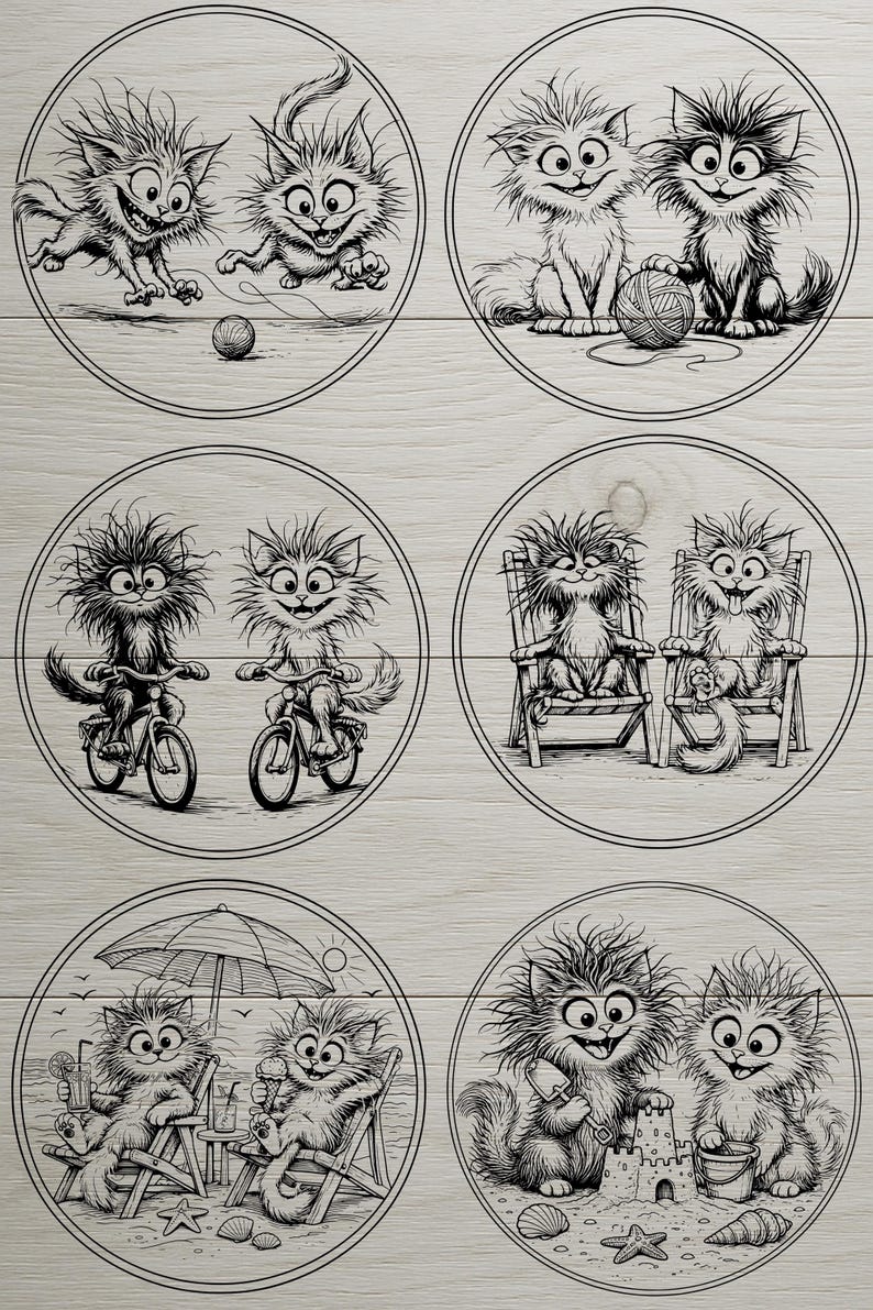 Cat Coaster Bundle SVG Funny Kitten Laser Engraving Designs Pet Lover ...