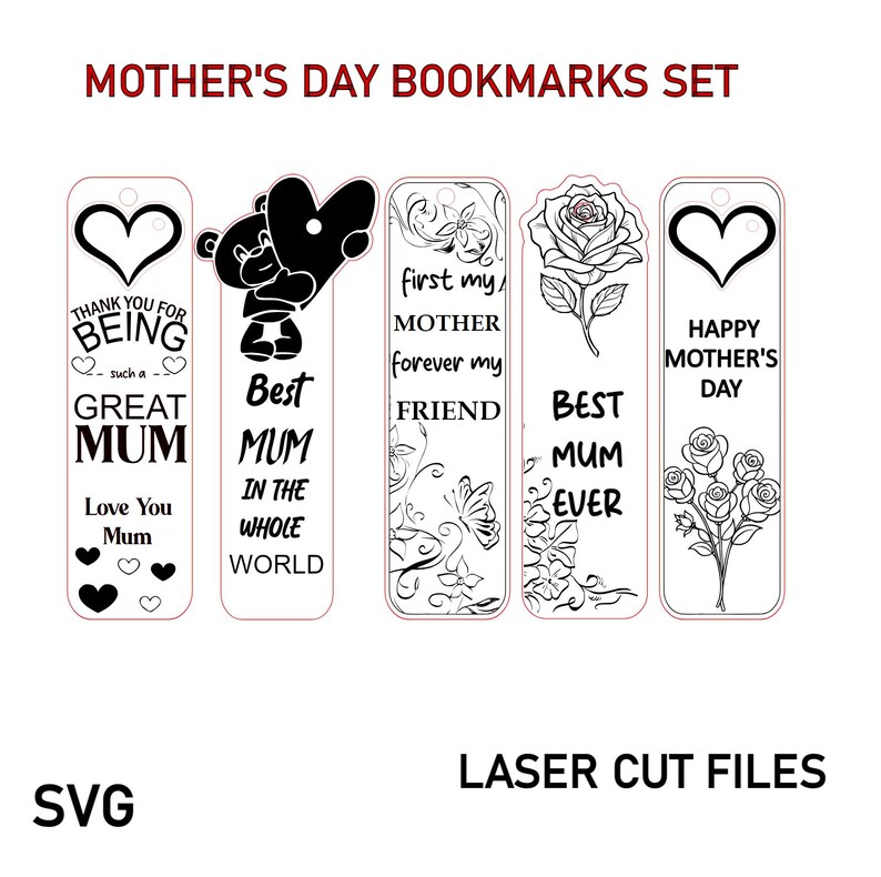 Mother Day Bookmarks ,svg File , Mother Gifts, Laser Files , Bookmarks ...