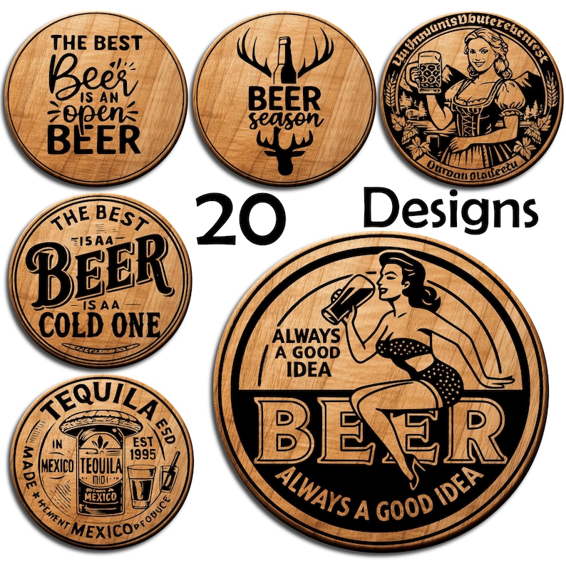 Beer Coaster SVG Bundle | Funny Drinking Quotes Laser Files | Whiskey ...