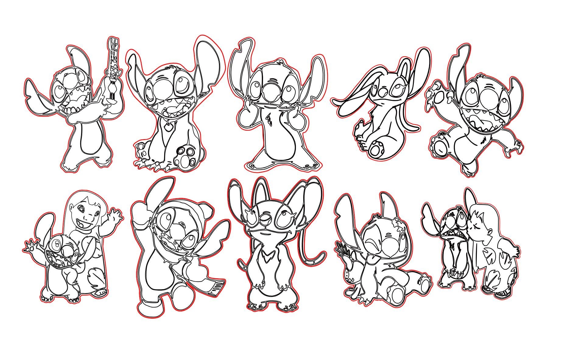 Stitch Coloring Characters , Lilo and Stitch , Svg File , Laser Files ...