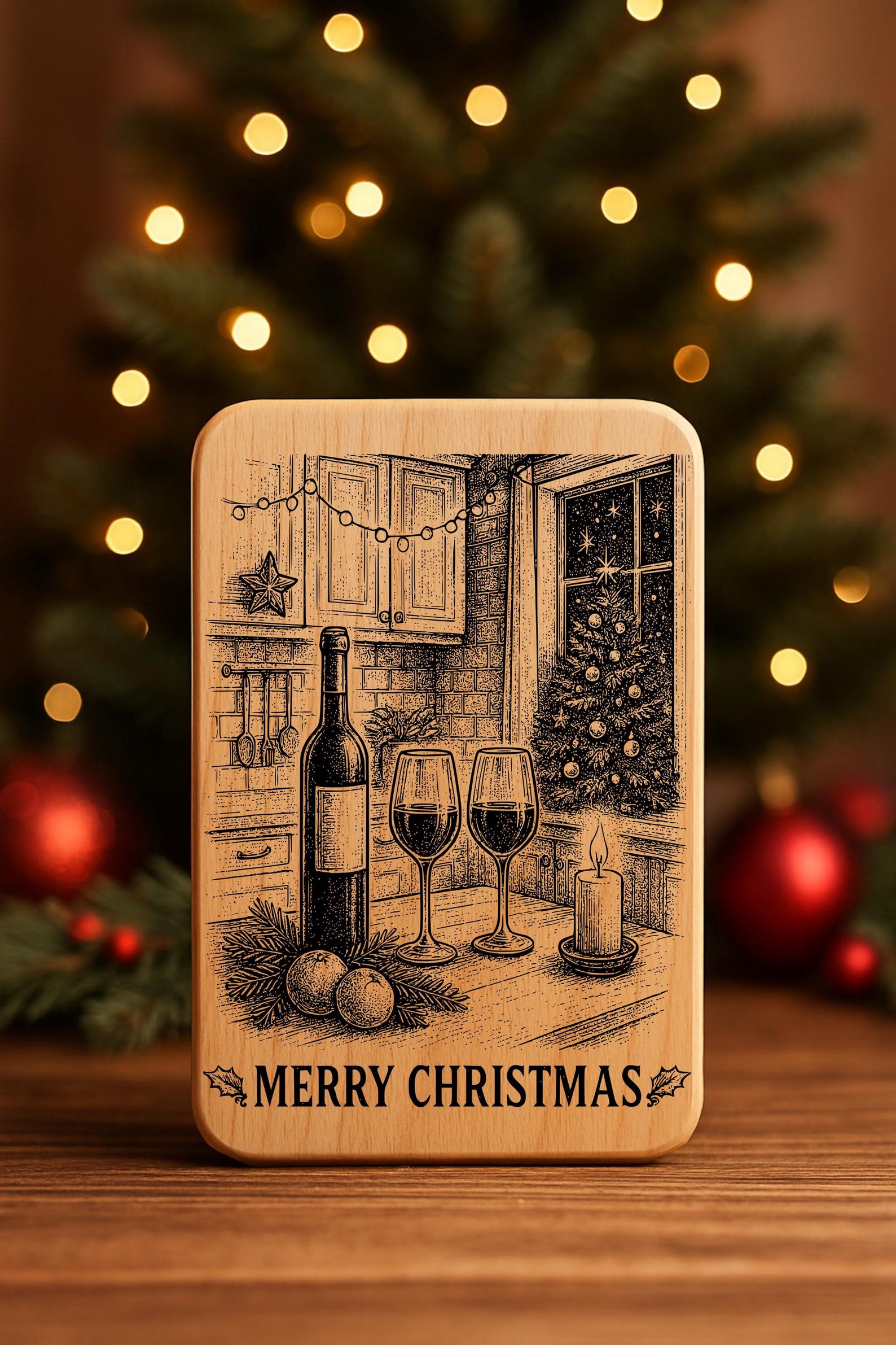 Cozy Christmas Kitchen Scene SVG: Laser Engraving Art (digital File) - Etsy