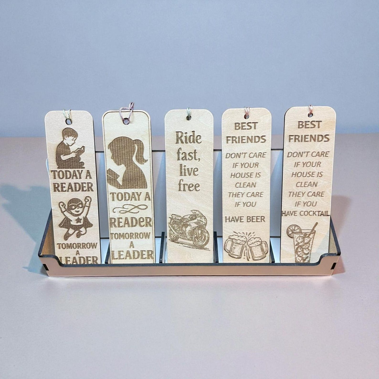 Laser Cut Bookmark Display Stand SVG | 10 Bookmark Designs (digital ...