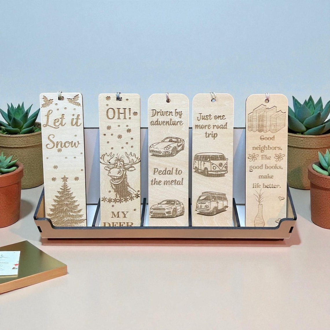 Laser Cut Bookmark Display Stand SVG | 10 Bookmark Designs (digital ...
