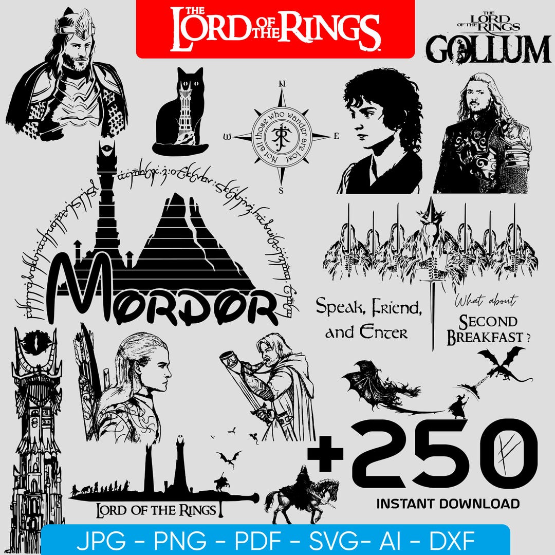 The Lord of the Rings Bundle, Fantasy SVG Bundle LOTR Designs for ...