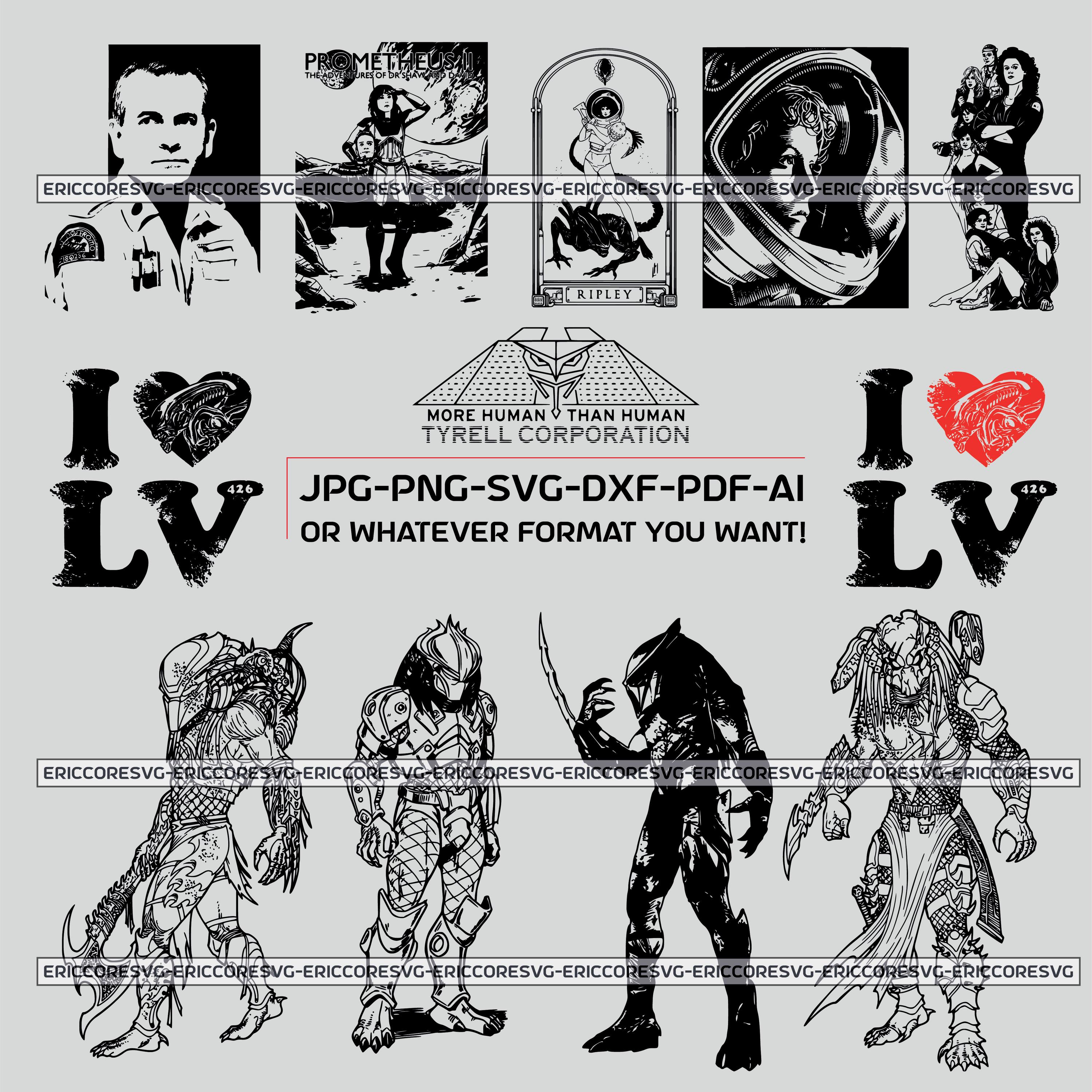 Alien-predator SVG Pack 270 Unique Designs for Laser Cutting, DIY ...