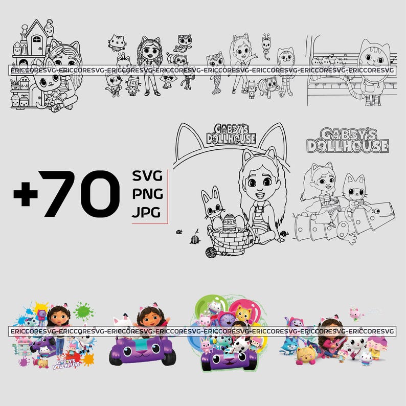 Gabby Dollhouse SVG Bundle 70 Playful and Creative Designs for Kids and ...