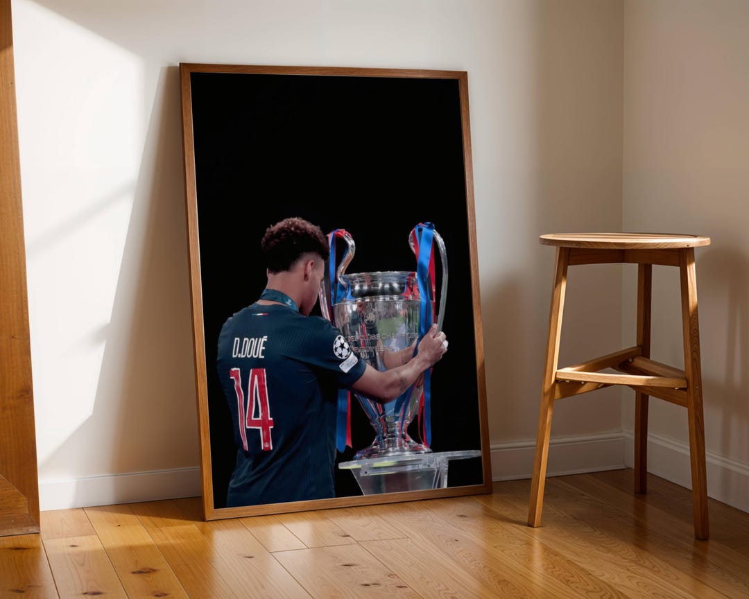 PSG Champions League Trophy Poster, Football Celebration Art, PSG ...