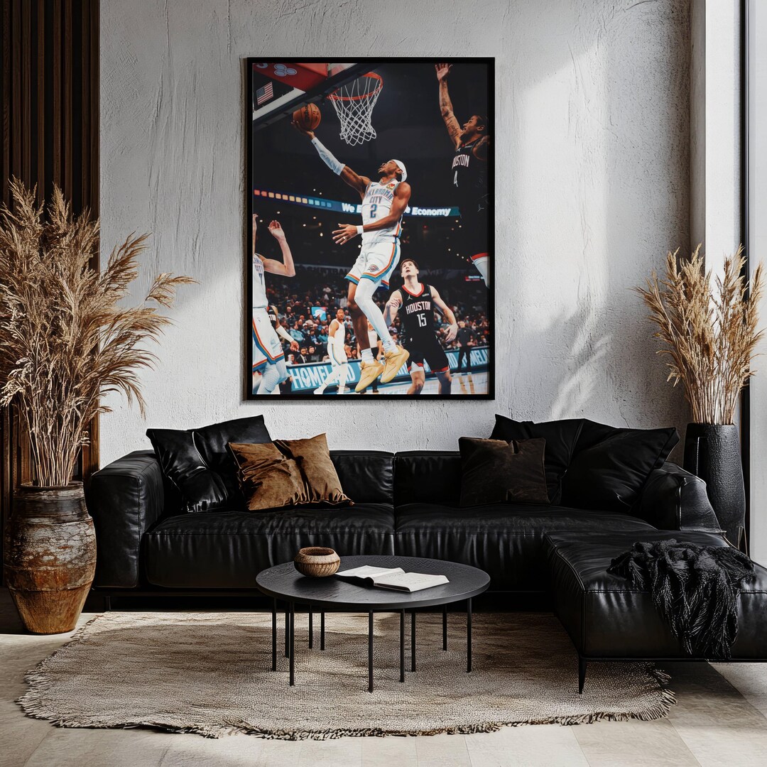 Shai Gilgeous-alexander Layup Poster, NBA Wall Art OKC Thunder ...