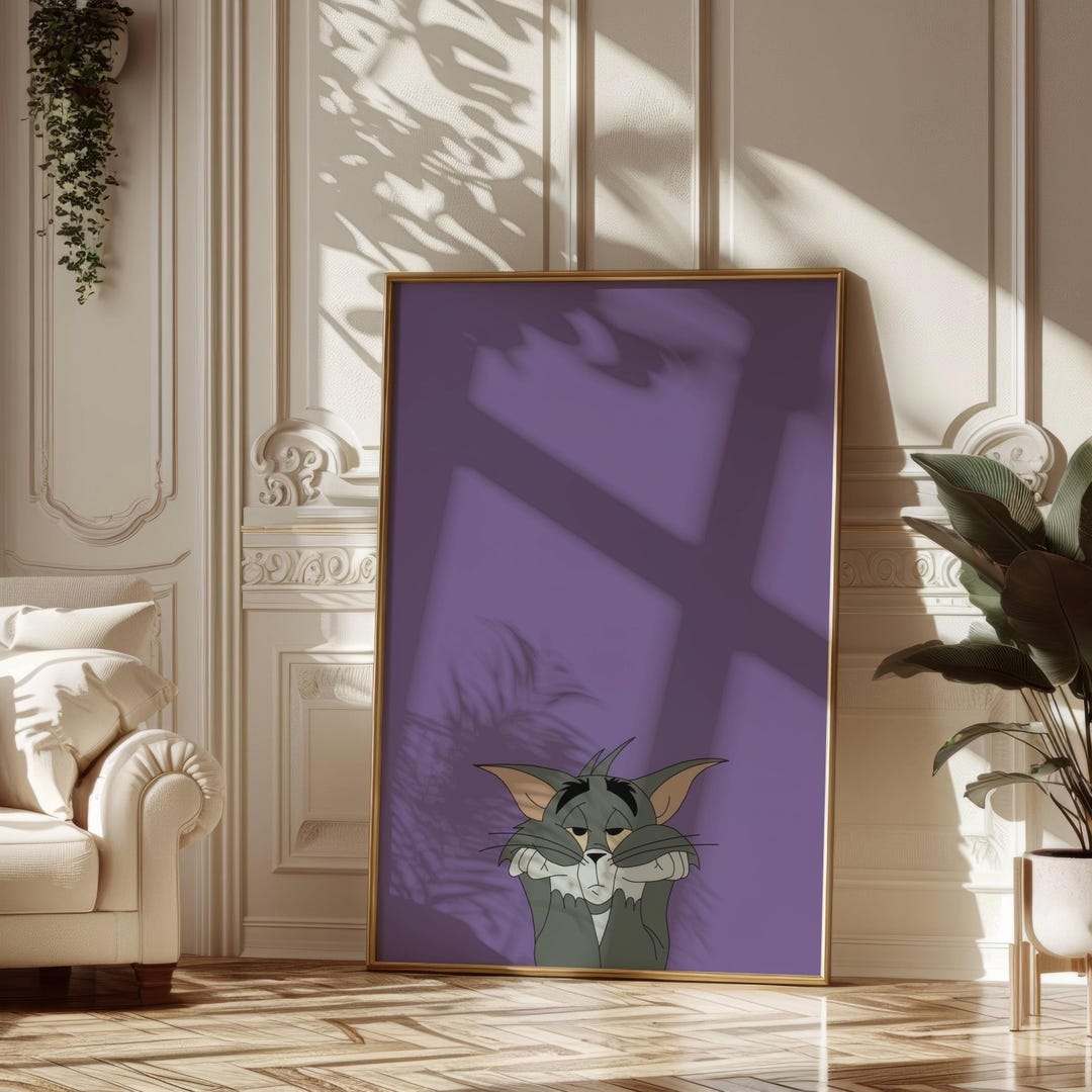 Wall Art, Tom and Jerry Tired Cat Poster, Funny Cartoon Wall Art, Teen ...