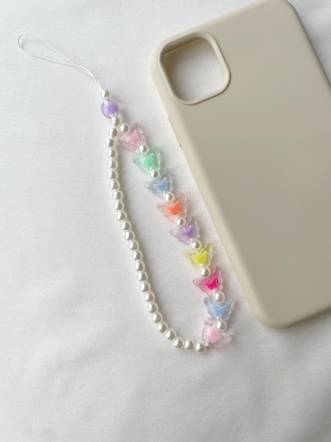 Pearl Phone Straps, Colorful Butterfly Beads Phone Straps, Phone ...
