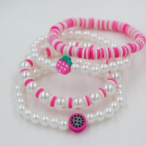 Fruit Charms Beaded Bracelet, Stack Pearl Bracelet, Fruit Set Bracelet ...