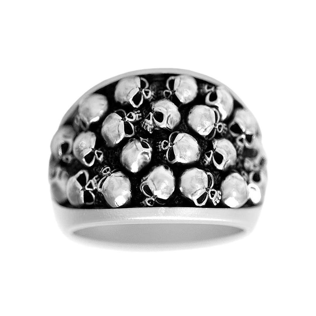 Gothic Realistic Artly Motifs Mass Skulls Sterling Silver Biker Ring ...