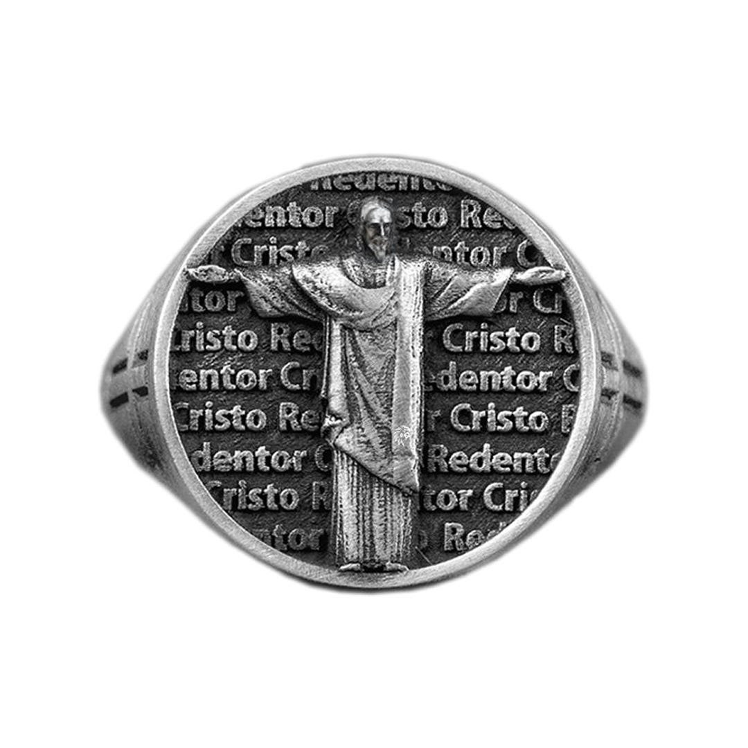 Sterling Silver Jesus Christ Ring, Christo Redentor, Religious Prayer ...
