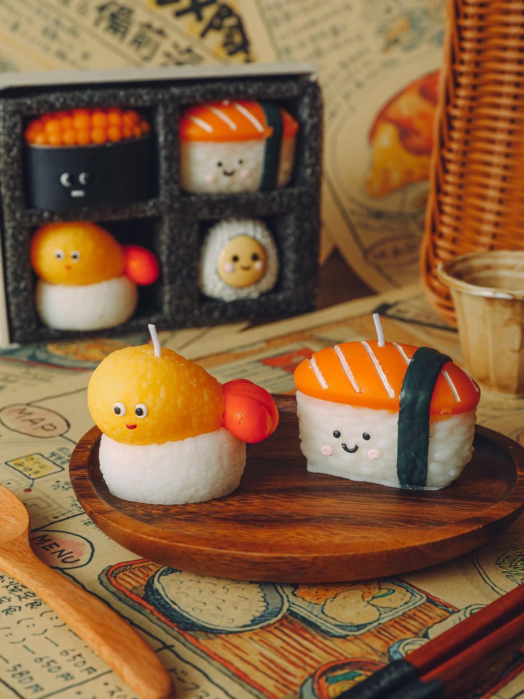 Sushi Candle Gift Set – Cute Food-inspired Soy Wax Candles, Fun Home ...