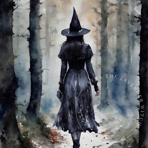 7x5" the Grey Witch on a Full Moon | Art Print by Lyra O'brien | Raven ...