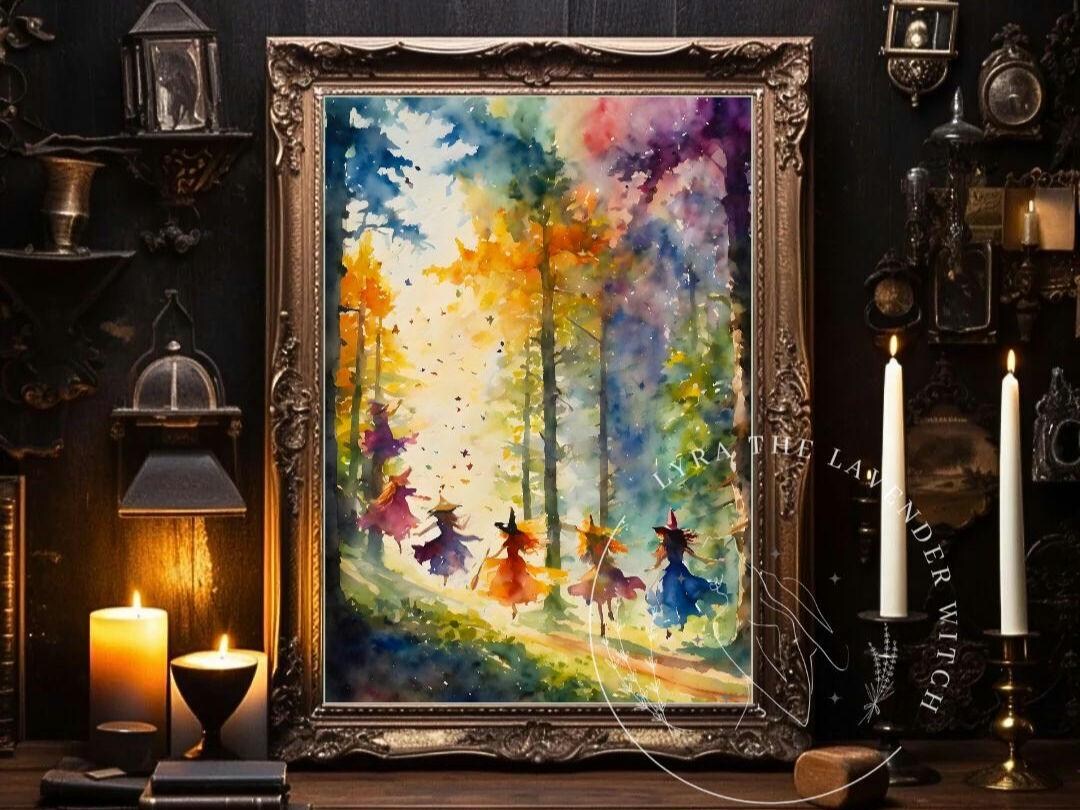 8x10" Flying Lesson | Whimsical Coven Witches Official Art Print by ...