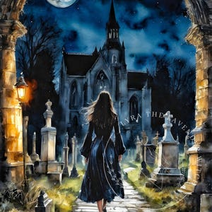 8x10" Her Favourite Place (A Gothic Graveyard) Art Print by Lyra O ...