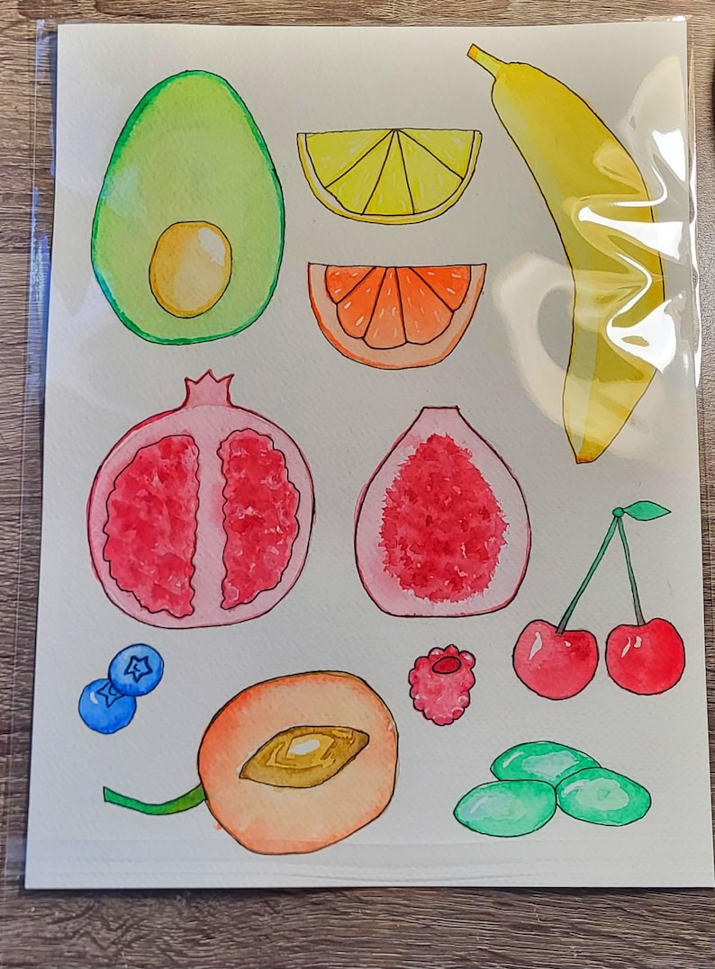 Original Watercolor Fruit Illustration, Summer Kitchen Art (9x12) - Etsy