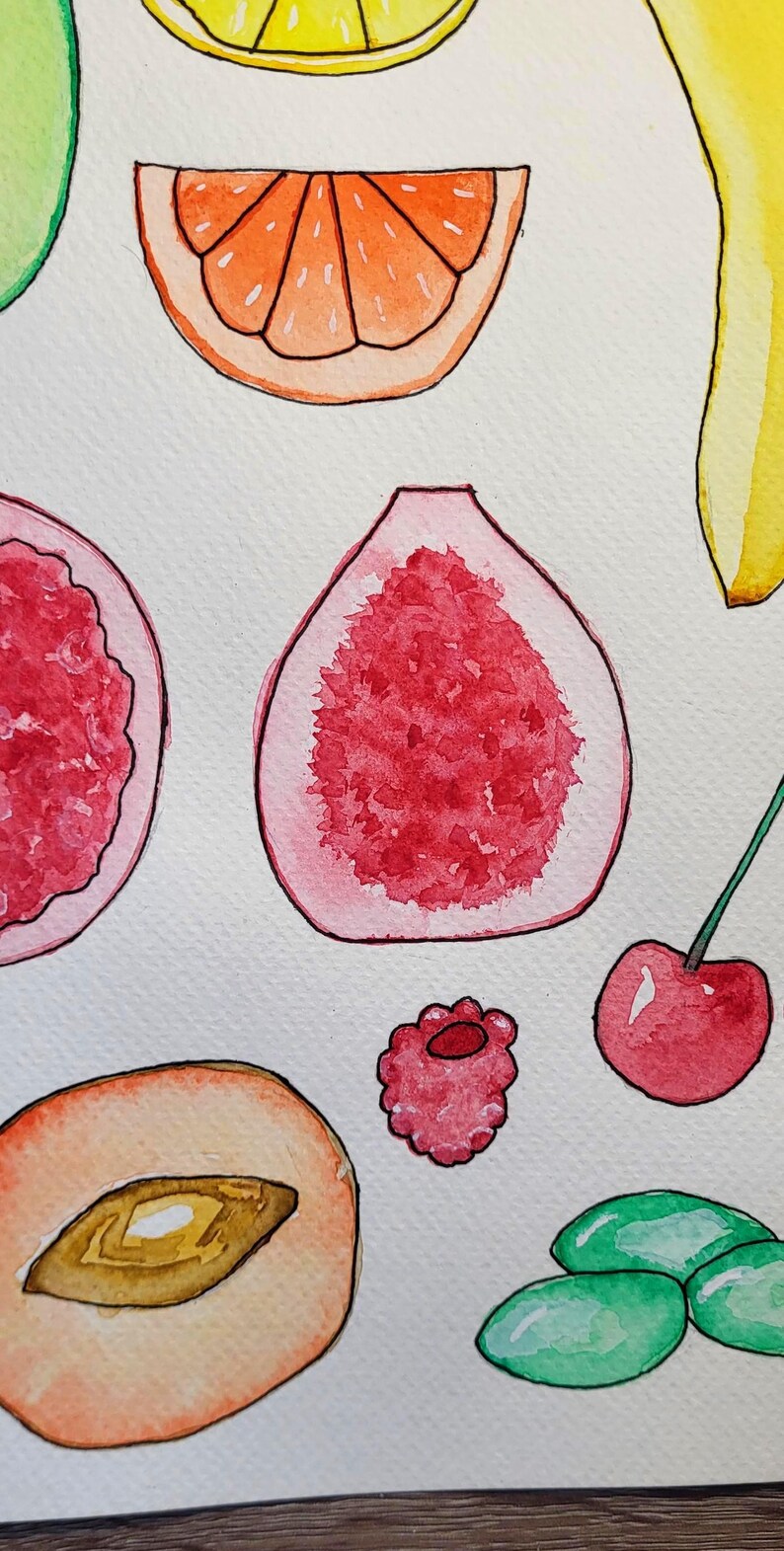 Original Watercolor Fruit Illustration, Summer Kitchen Art (9x12) - Etsy