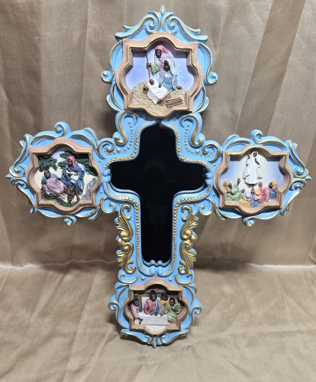 Vintage Life of Christ Cross Mirror With Glowing Jesus Wall Decor - Etsy