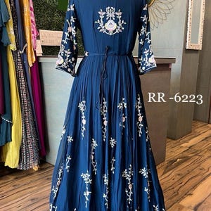 Pure Georgette Readyto Wear Long Dress With Attached Lining and ...