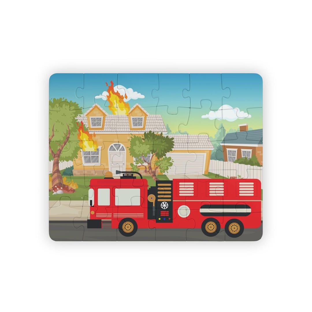 Kids' 30-piece Puzzle Fire Truck and Fire Scene, Educational Gift ...