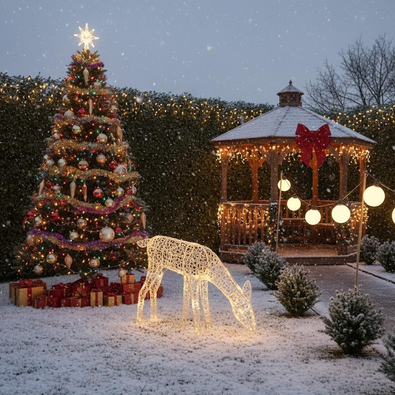 LED Christmas Reindeer: Battery Operated Iron Elk Yard Decor Glowing ...