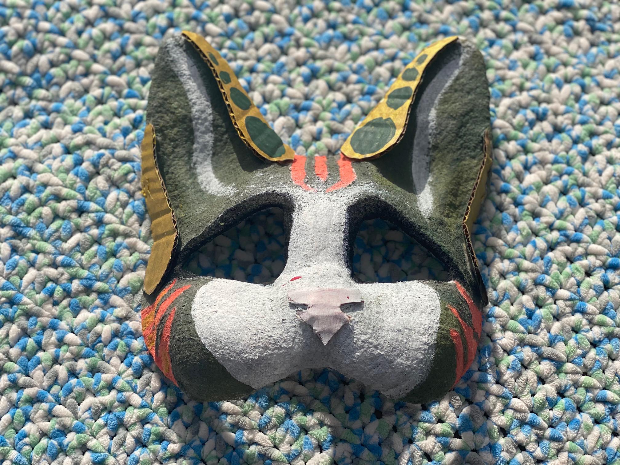 Mythical Therian Cat Mask. Green Alien Cat With Elastic Band. - Etsy