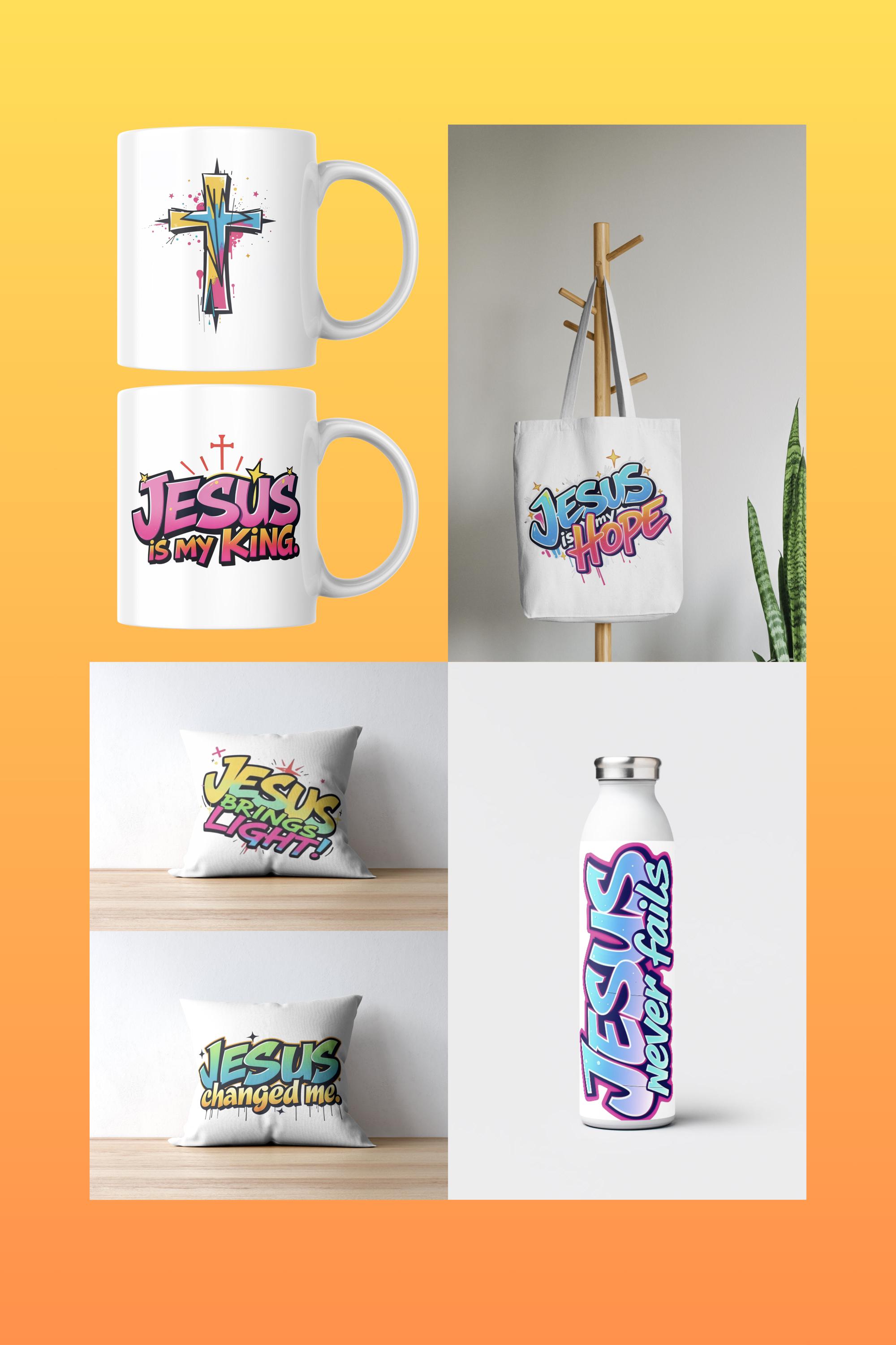 Graffiti-style Jesus Clipart Bundle: Bold Christian Designs (SVG, PNG ...